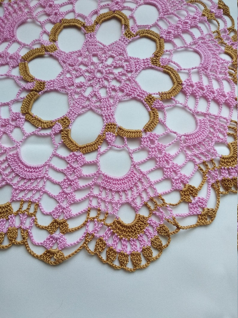 Gold Pink Crochet Doily-round Doilies-pink Doilies-pink Tablecloh ...