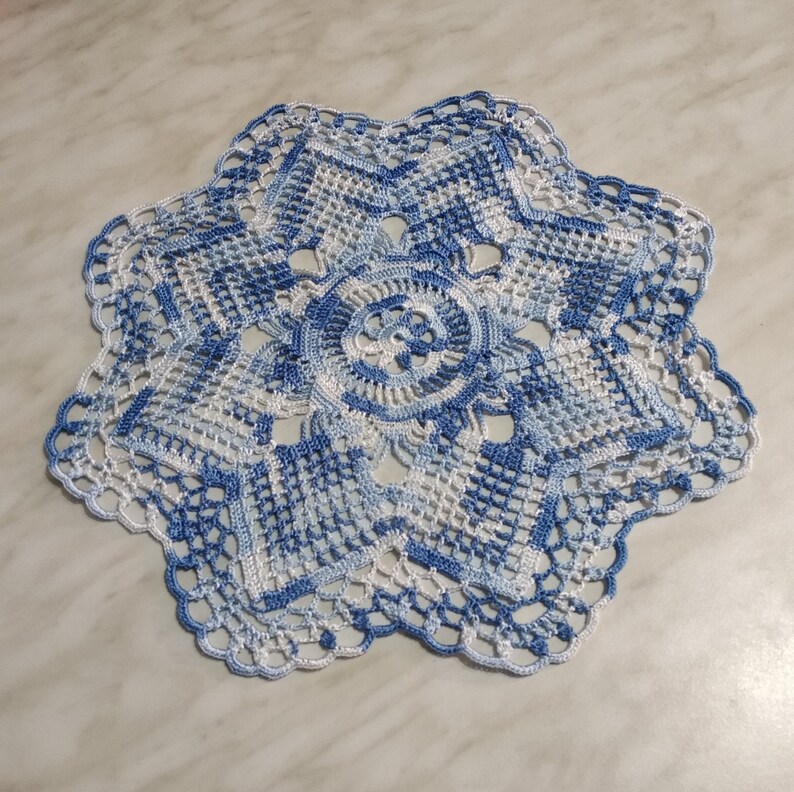 Blue Crochet Doily-crochet Doilies-medium Doily-round Doily-home Decor ...