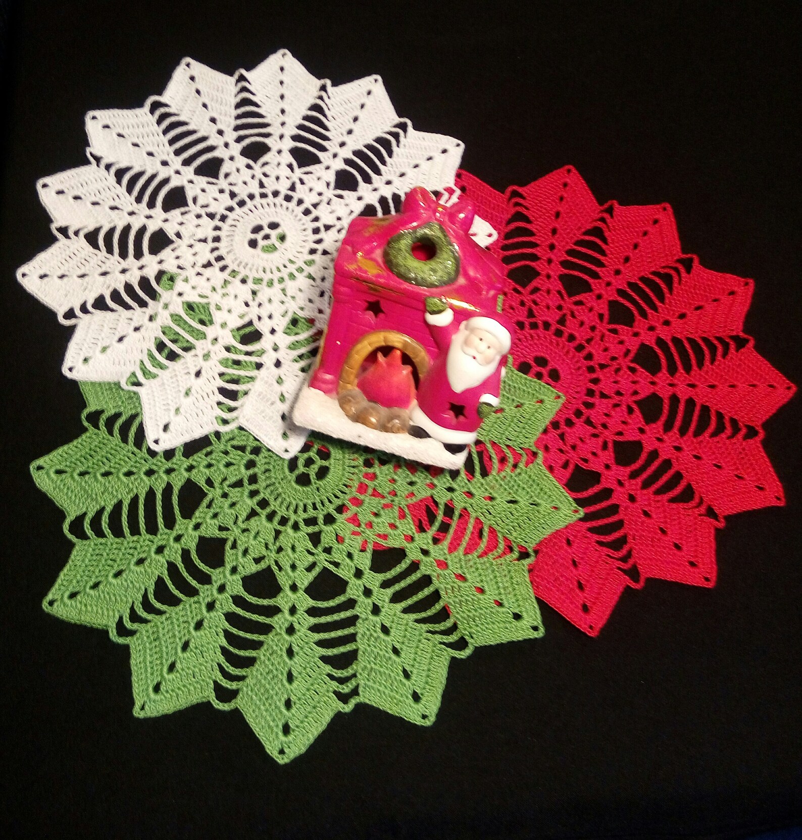 SALE Christmas doilies-red doily-green doily-white doily-Crochet ...
