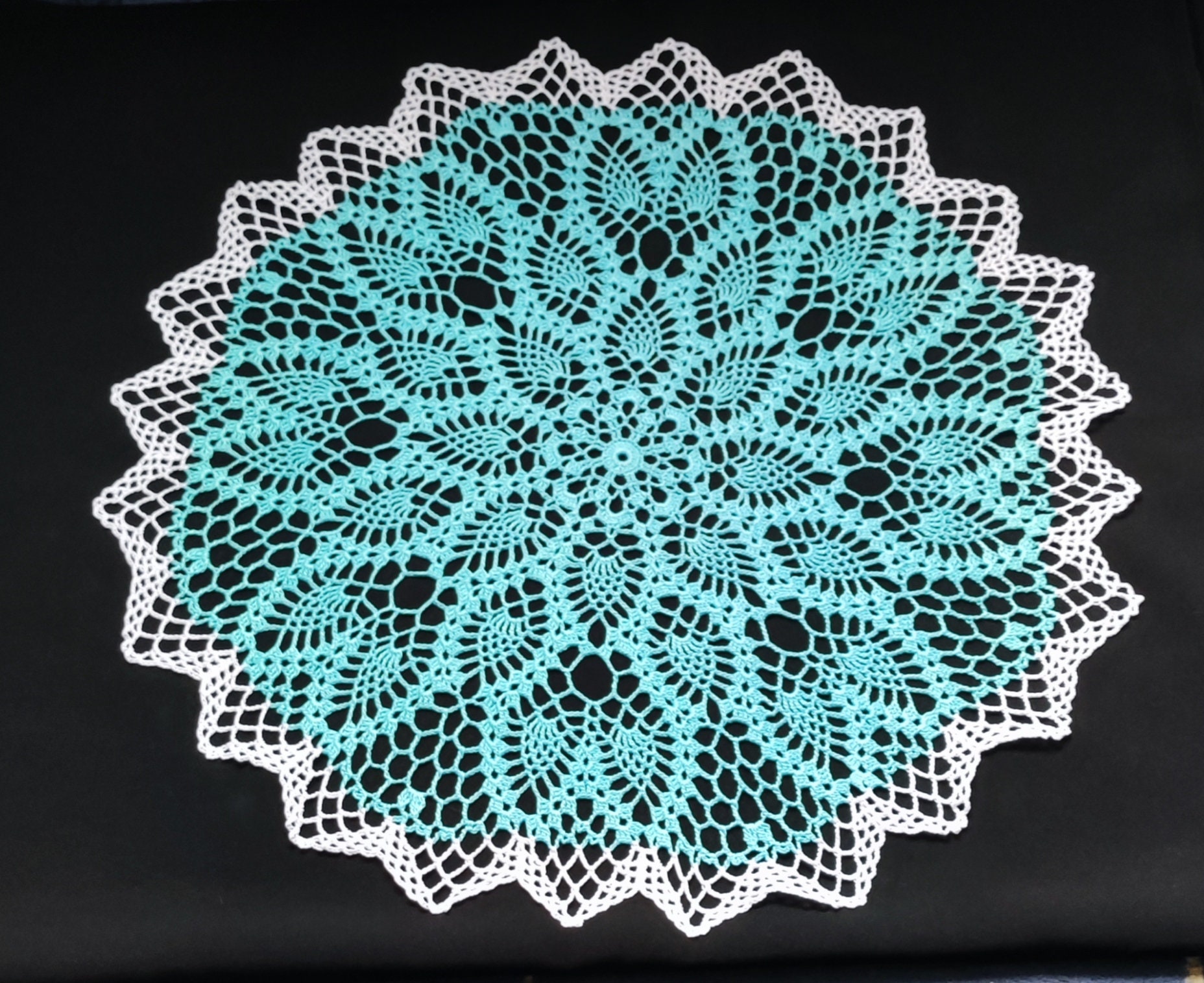 Blue White Crochet Doily-large Doily Home Decor white Crochet Doilies ...
