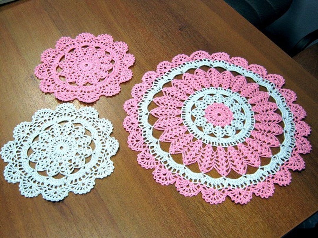 Set of 3 Doilies -crochet Doily - Round Doilies - Small Doily - Home ...