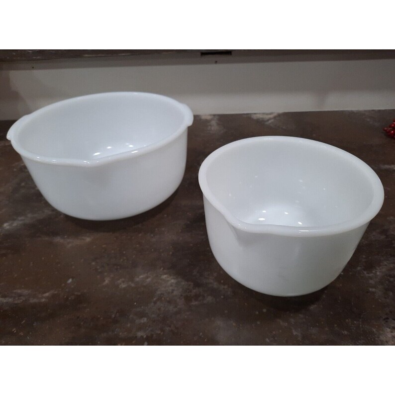 Sunbeam Mixmaster Vista White Milk Glass Mixing Replace Bowls 9.5 Lg ...