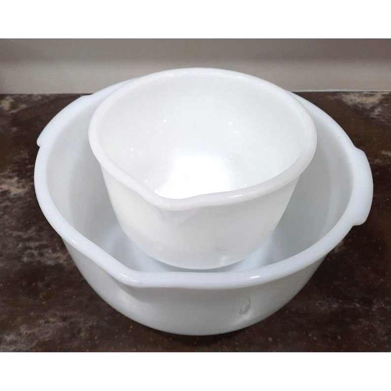 Sunbeam Mixmaster Vista White Milk Glass Mixing Replace Bowls 9.5 Lg ...