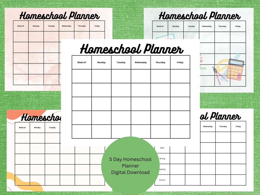 5 Day Homeschool Planner Digital Download - Etsy