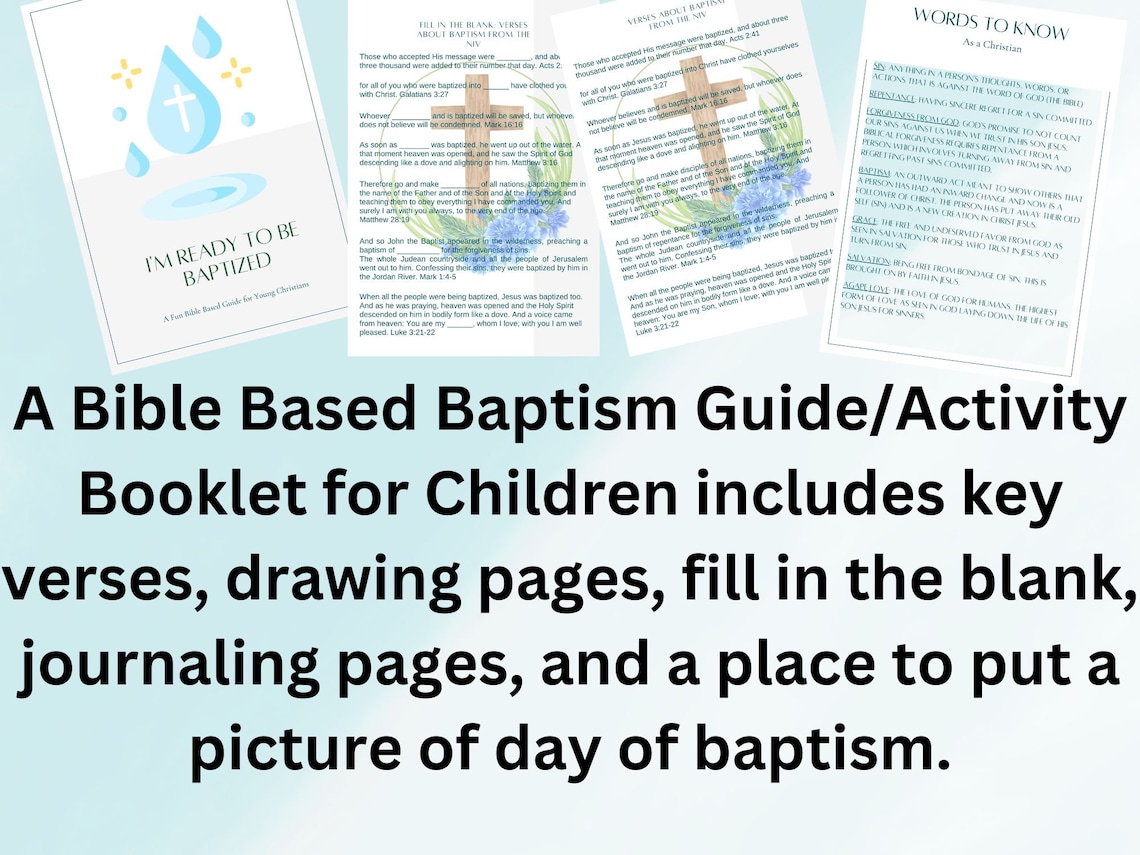 Baptism Booklet for Kids Bible Verses Bible Quotes for Kids Baptism ...