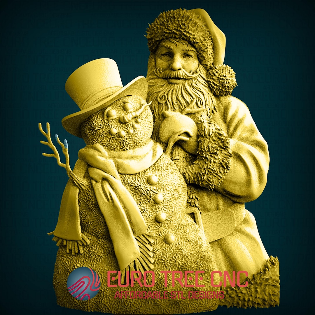 Santa Snowman Christmas 3D STL Model, CNC Router Engraver, Artcam ...