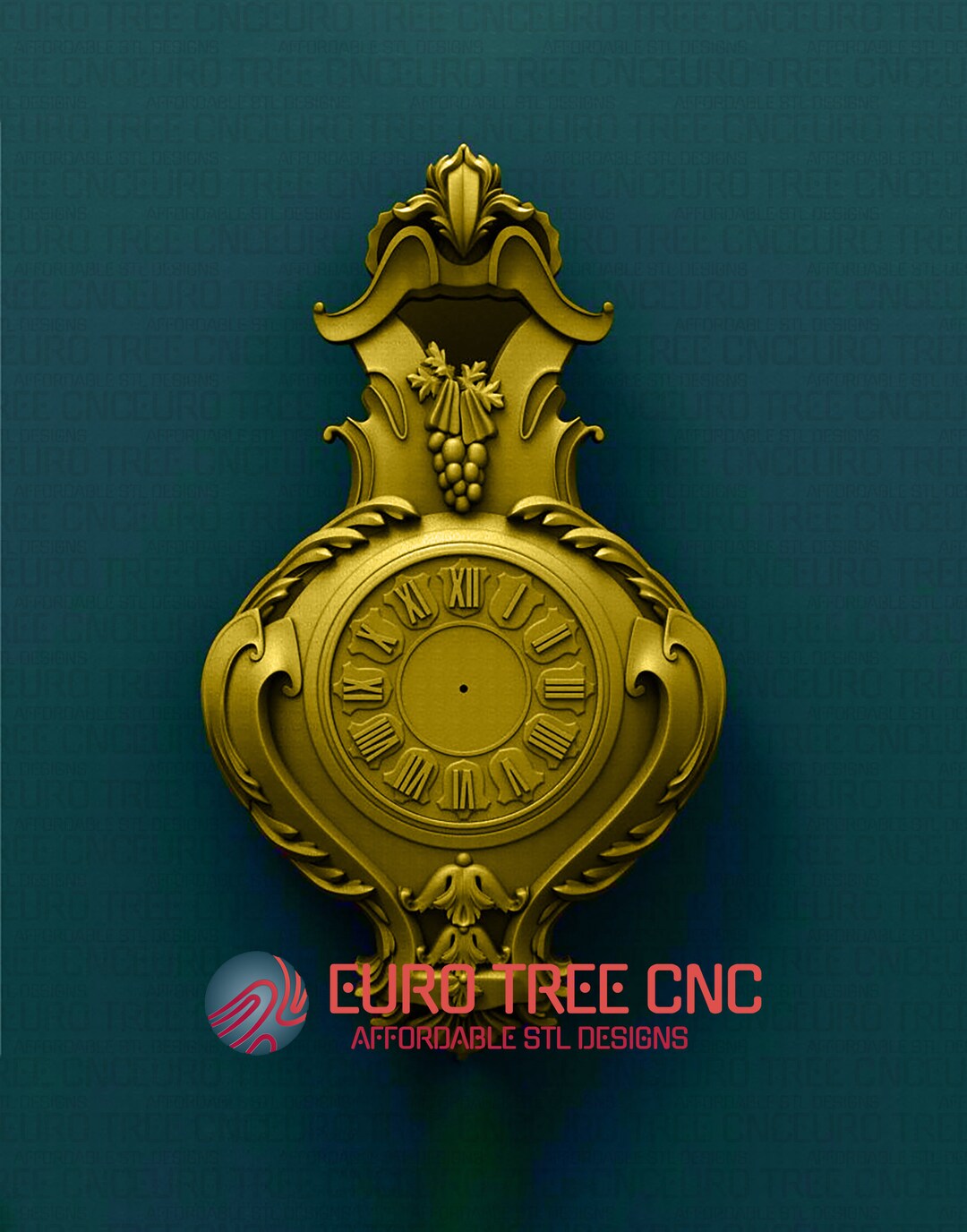 Vintage Wall Clock Baroque Style 3D STL Model CNC Router - Etsy