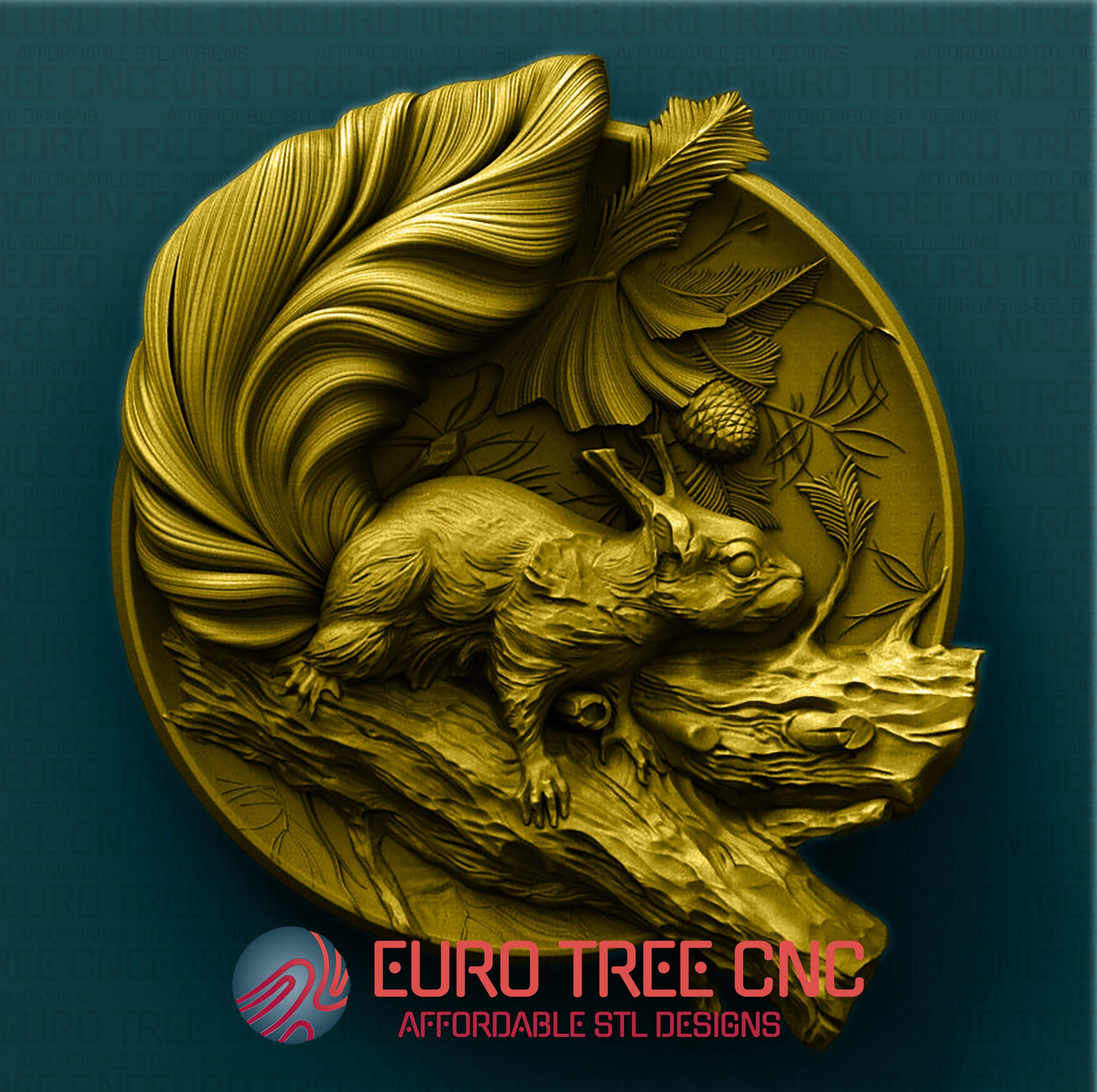 Squirrel on Branch 3D STL Model: CNC Router File - Etsy