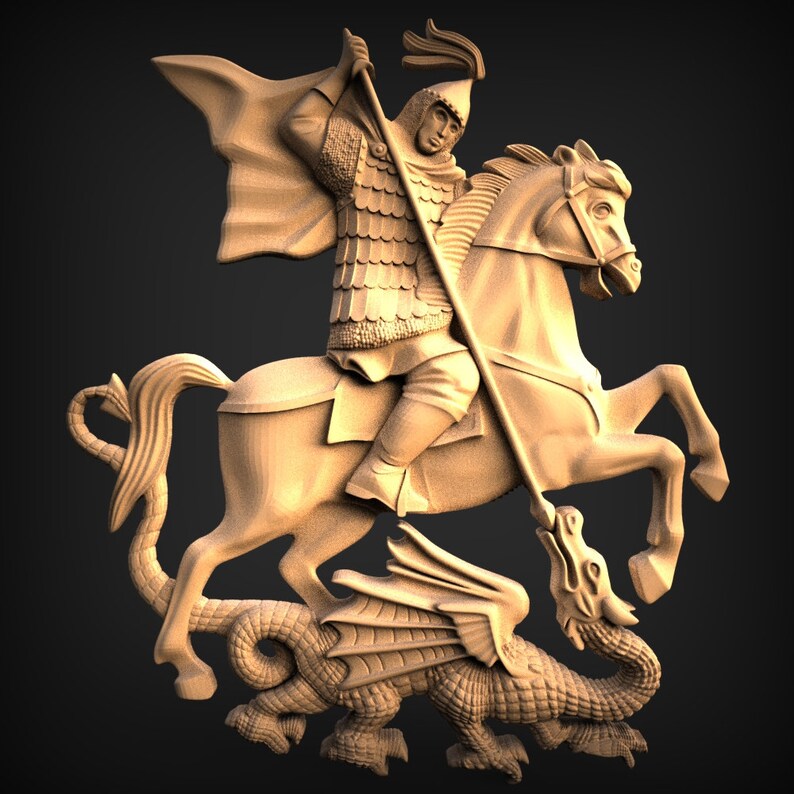 St. George and the Dragon 3D STL Model CNC Router Engraver - Etsy
