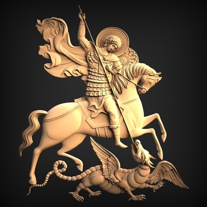 St. George Icon 3D STL Model, CNC Router Engraver, Artcam, Aspire, CNC ...