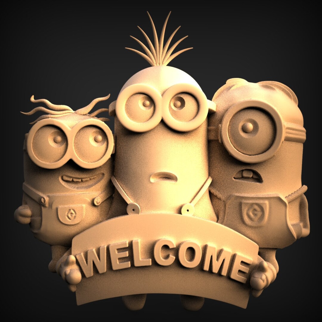 Minions Welcome 3D Stl for CNC Router Engraver Carving - Etsy Australia
