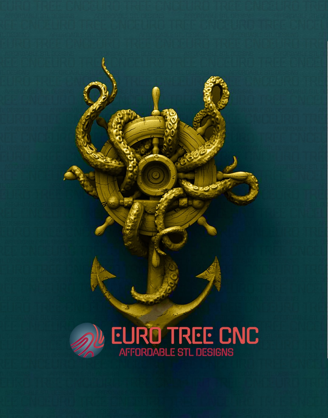Octopus Tentacle Ship Helm 3D STL Model: CNC Router File (digital ...