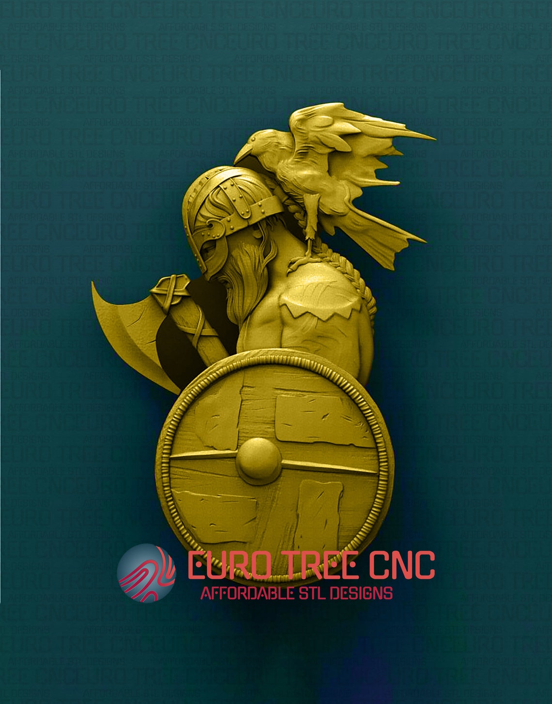 Viking Warrior With Raven / Crow 3D STL Model CNC Router - Etsy