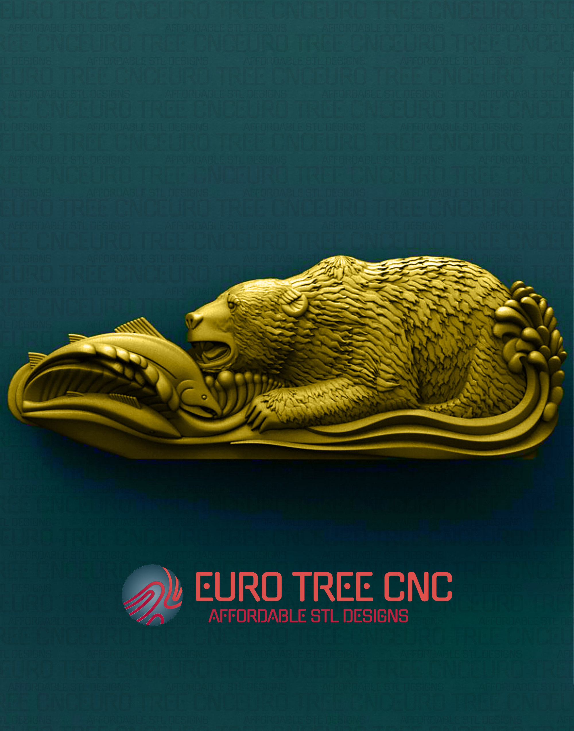 Bear and Fish 3D STL Model CNC Router Engraver Artcam - Etsy