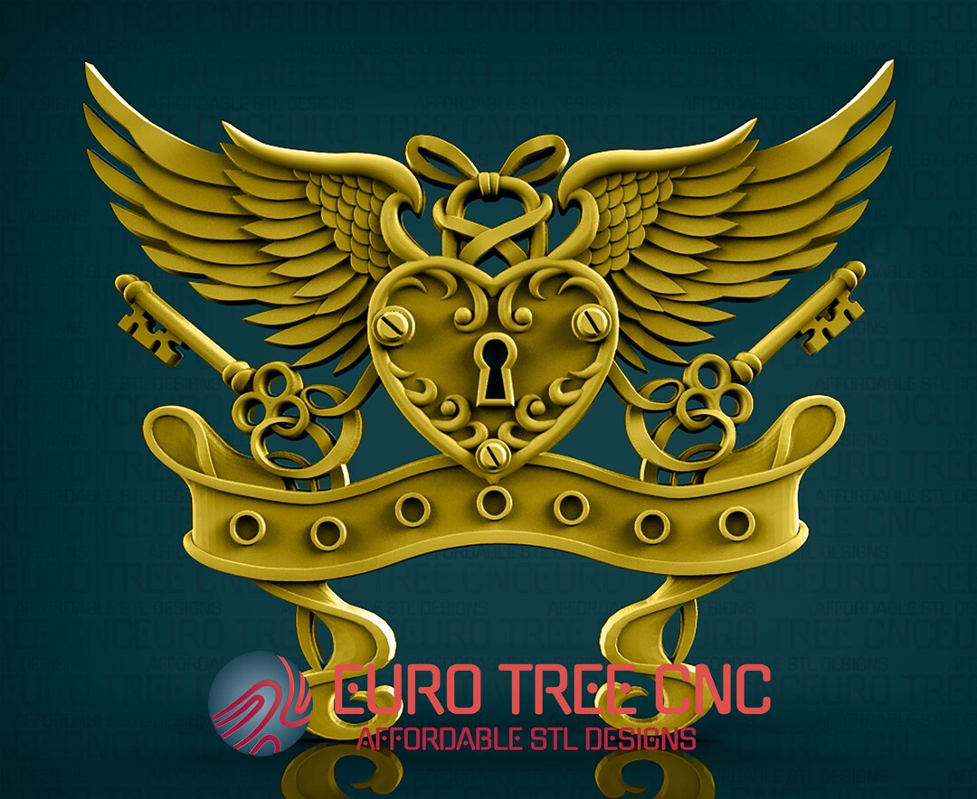 Key Holder With Heart and Wings 3D STL Model, CNC Router Engraver ...