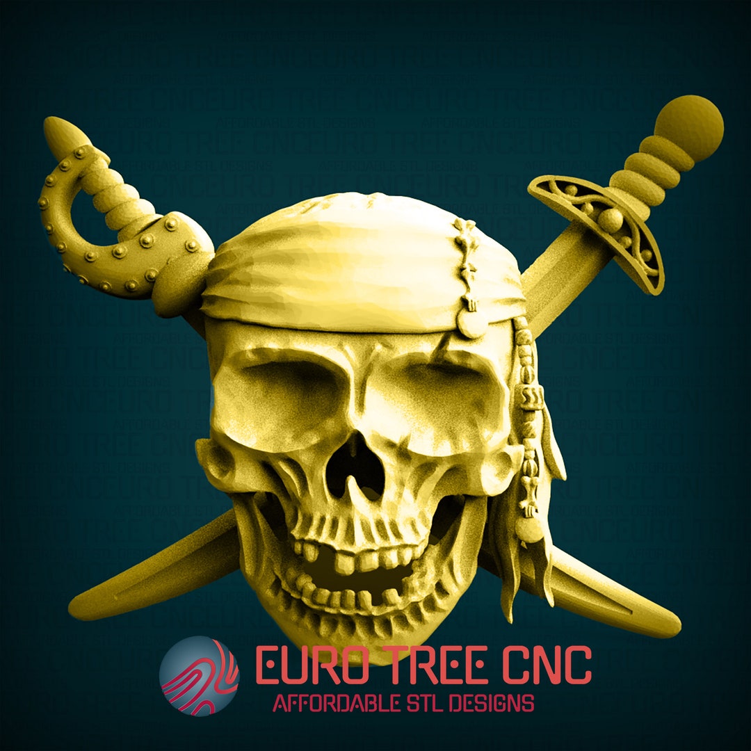 Pirate Skull 3D STL Model, CNC Router Engraver, Artcam, Aspire, CNC ...