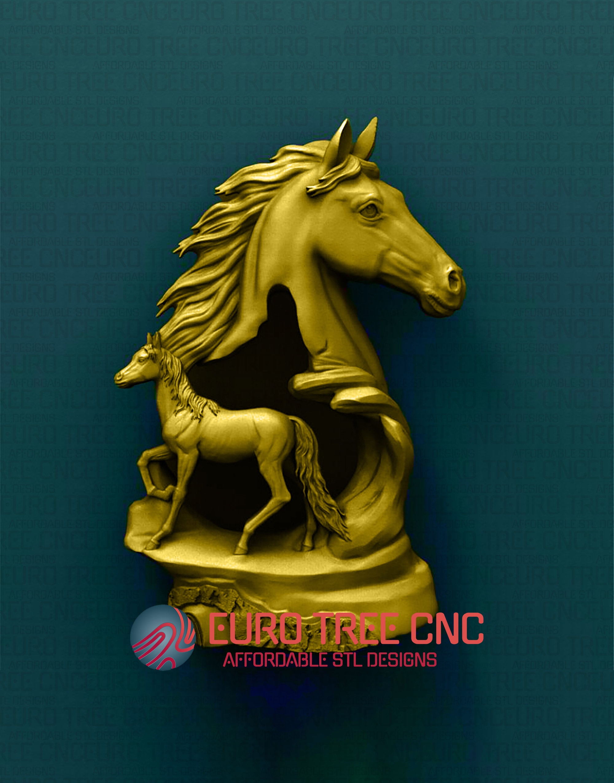 Horses 3D STL Model, CNC Router Engraver, Artcam, Aspire, CNC Files ...