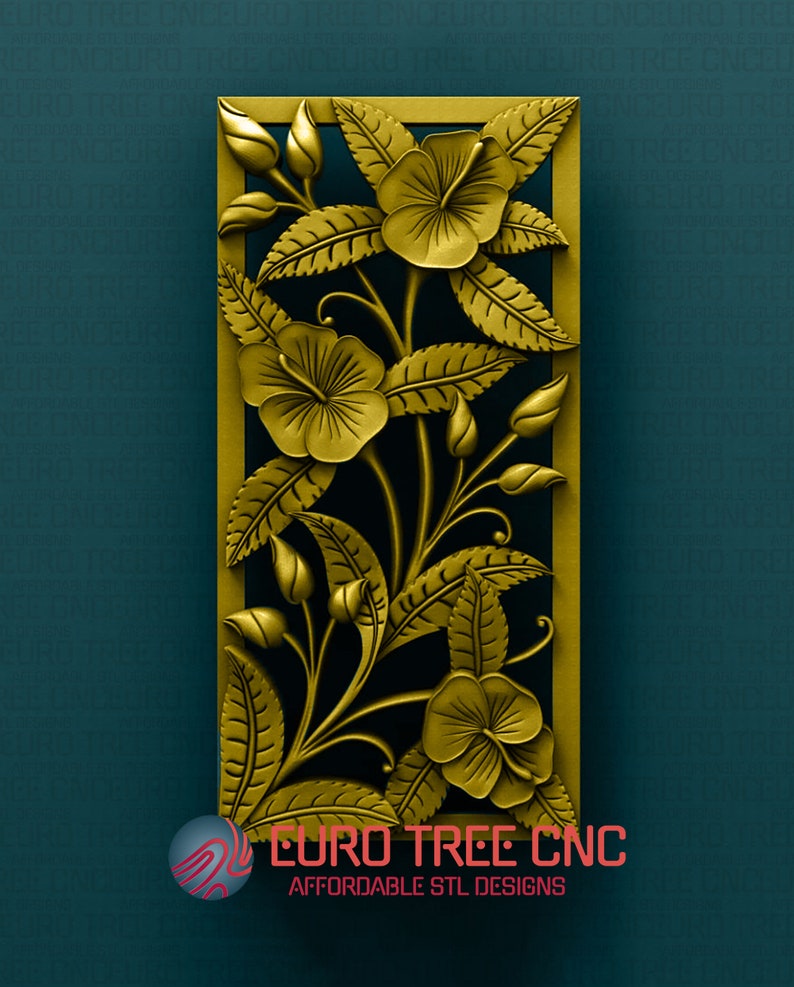 Flowers Panel 3d Stl Model Cnc Router Engraver Artcam Aspire Cnc