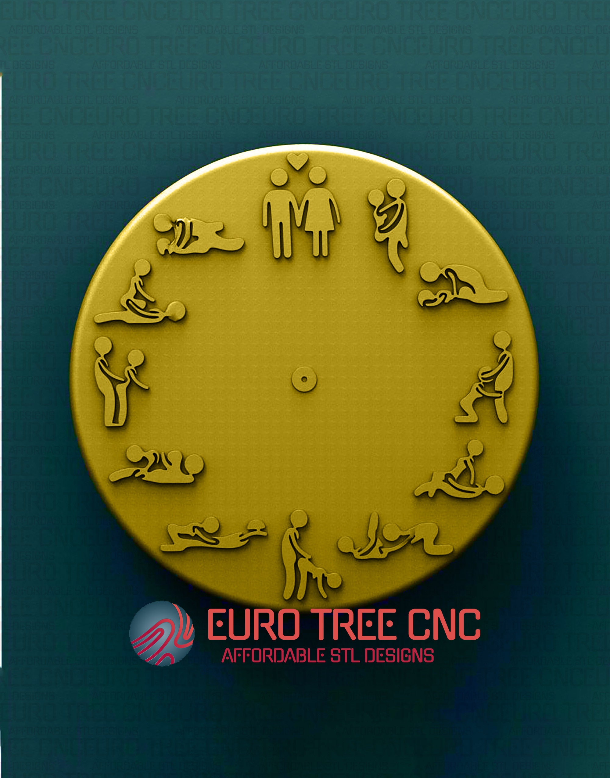 Sexy Wall Clock With Sexual Positions Valentine 3d Stl Model Cnc Router Engraver Artcam