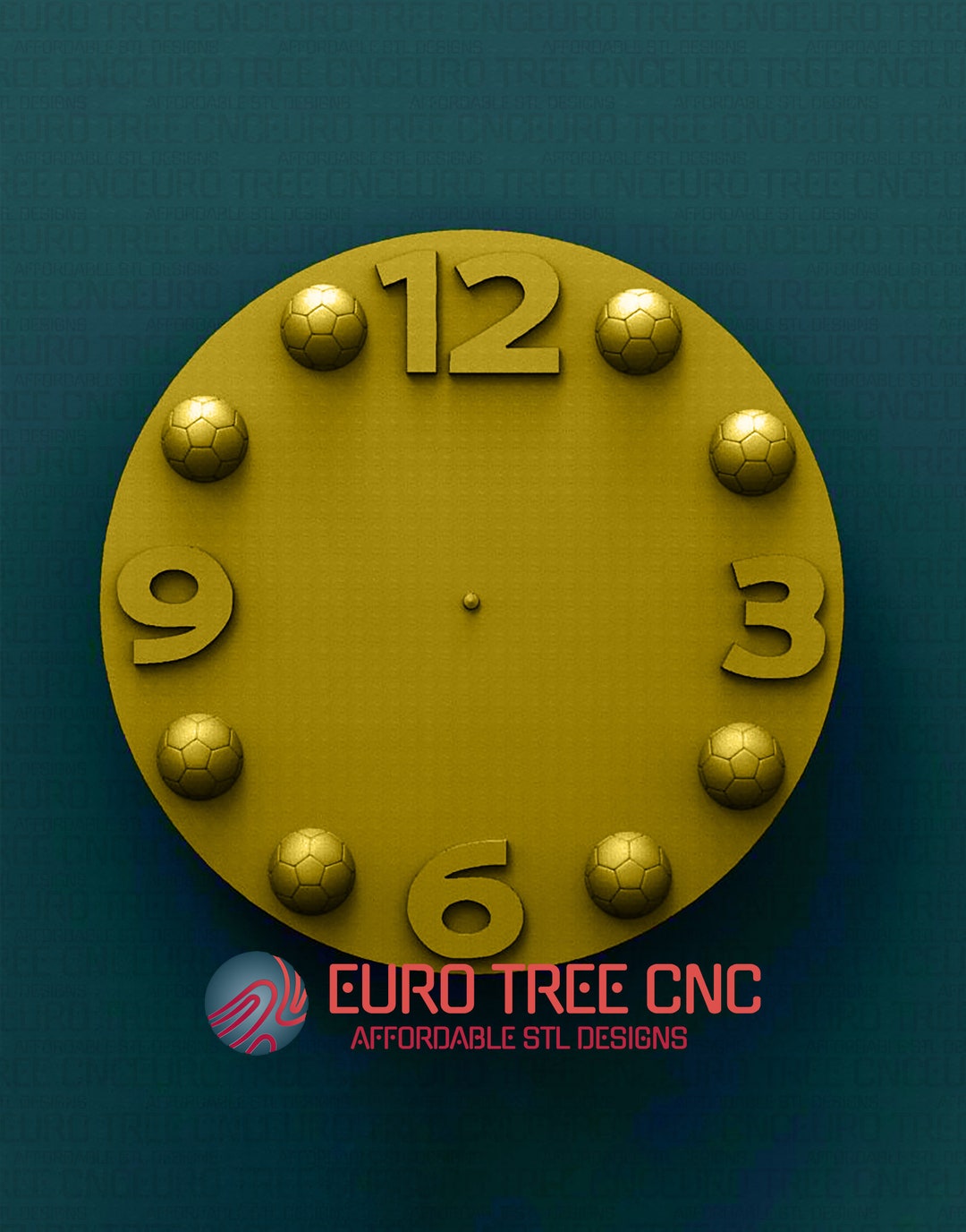 Football Soccer Wall Clock 3D STL Model for CNC Router (digital ...