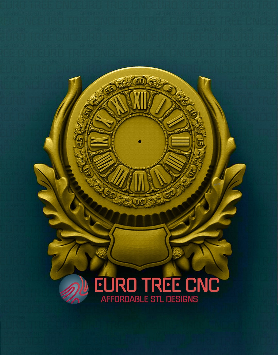 Vintage Huntsman Wall Clock Baroque Style 3D STL Model, CNC Router ...