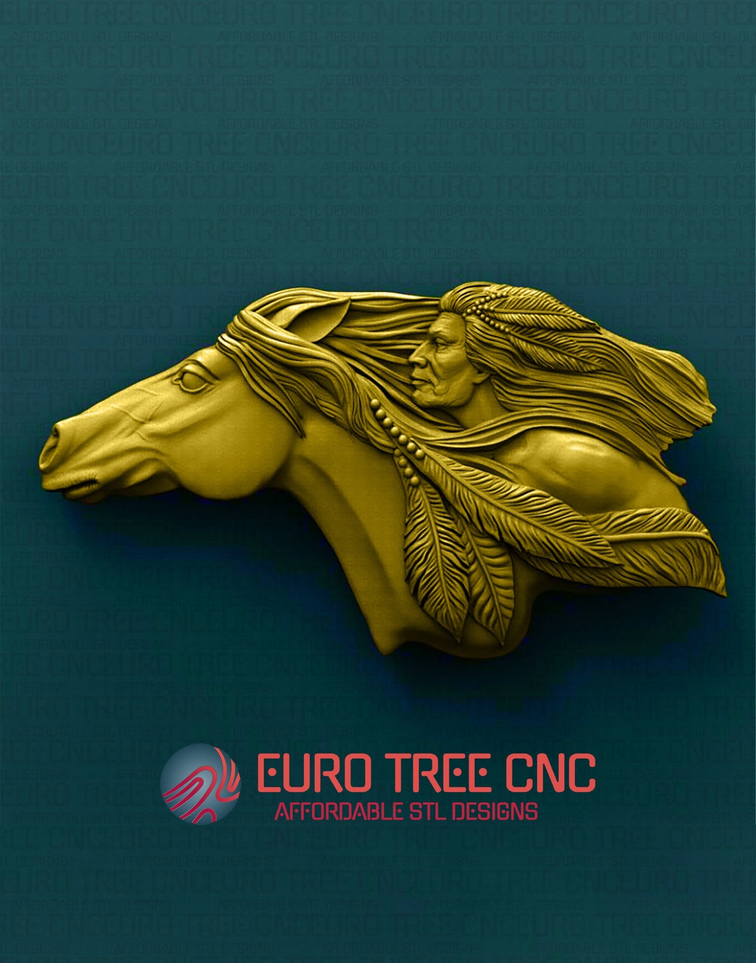 Native American / Indian Warrior and Horse 3D STL Model, CNC Router ...