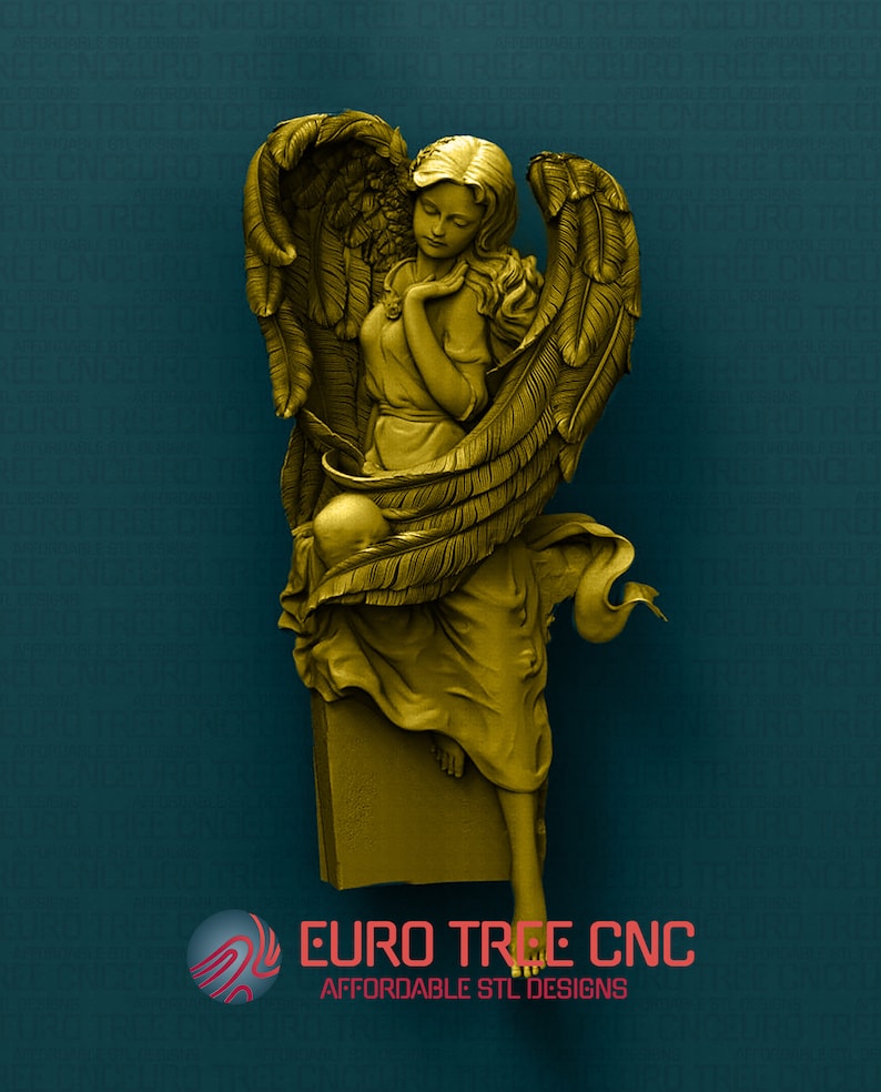 Angel With Wings 3D STL Model, CNC Router Engraver, Artcam, Aspire, CNC ...