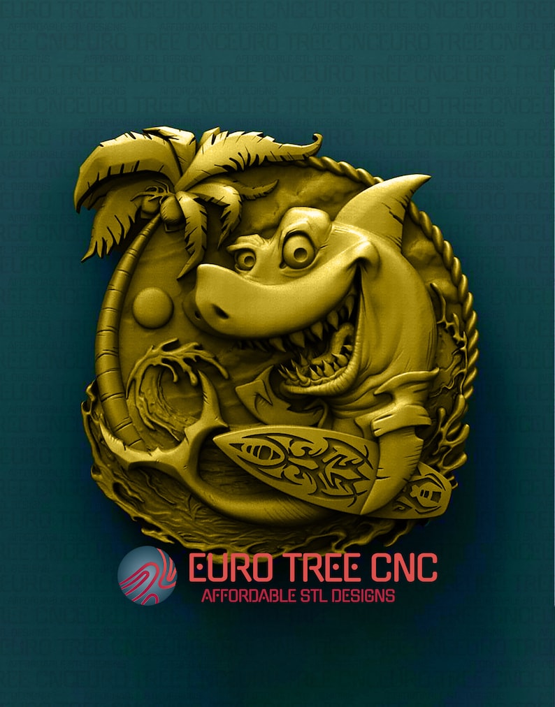 Surfer Shark Hawaii 3D STL Model CNC Router Engraver Artcam - Etsy