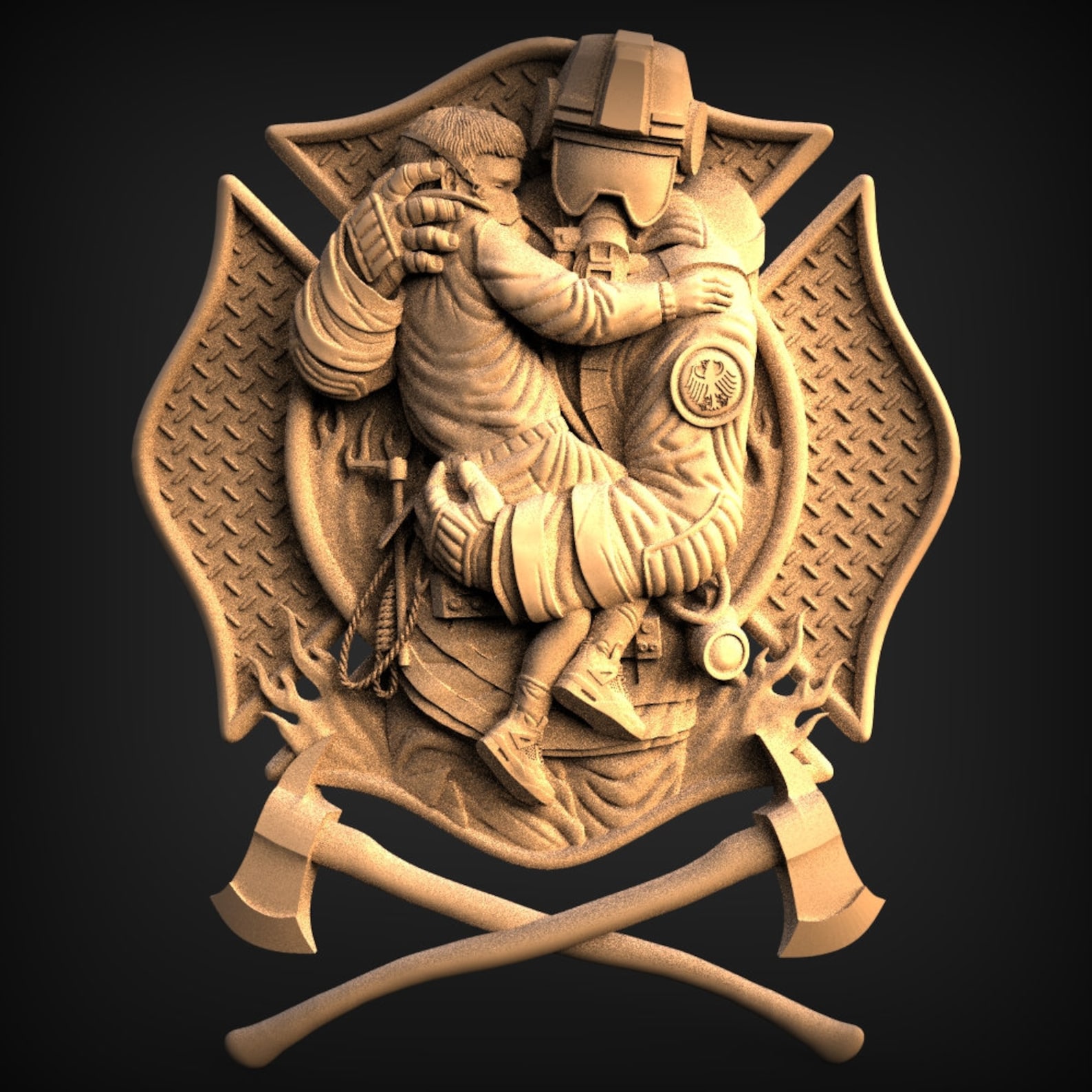 Firefighter Rescue 3D STL Model CNC Router Engraver Artcam - Etsy