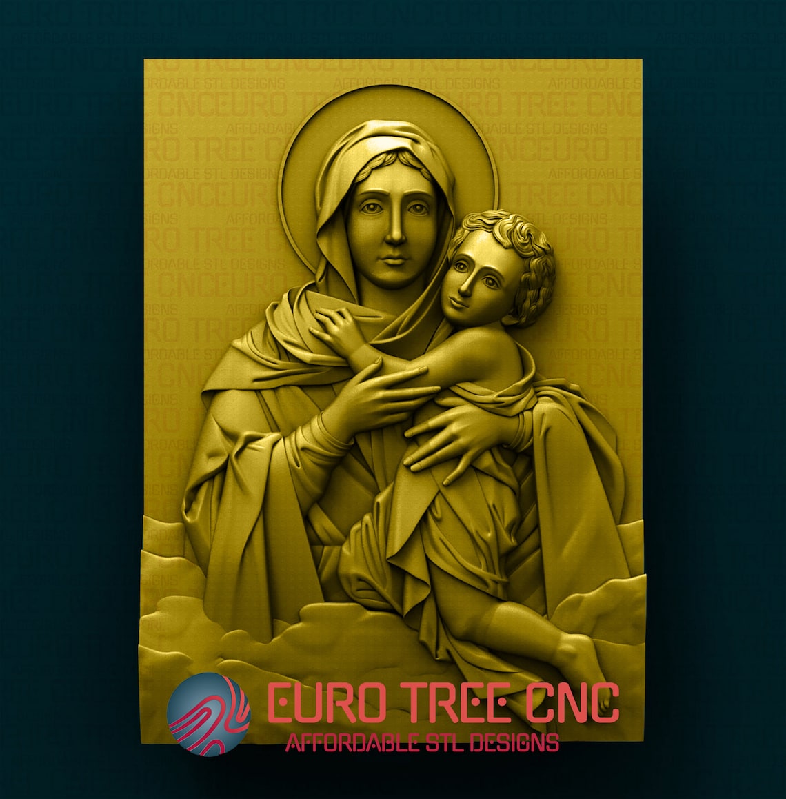 Virgin Mary and Baby Jesus Icon 3D STL Model CNC Router - Etsy