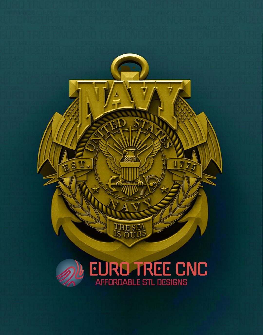 US Navy Emblem 3D STL Model: CNC Router File (digital Download) - Etsy