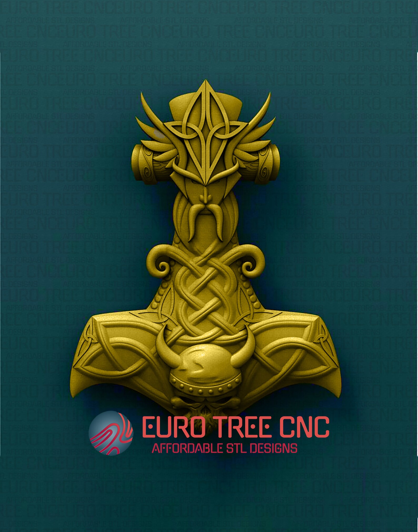 Celtic War Hammer of Thor 3D STL Model, CNC Router Engraver, Artcam ...