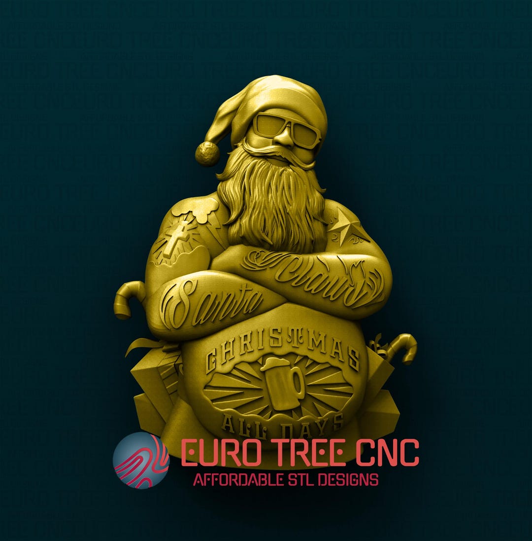 Tattooed Santa Claus 3D STL Model: CNC Router Engraver File - Etsy