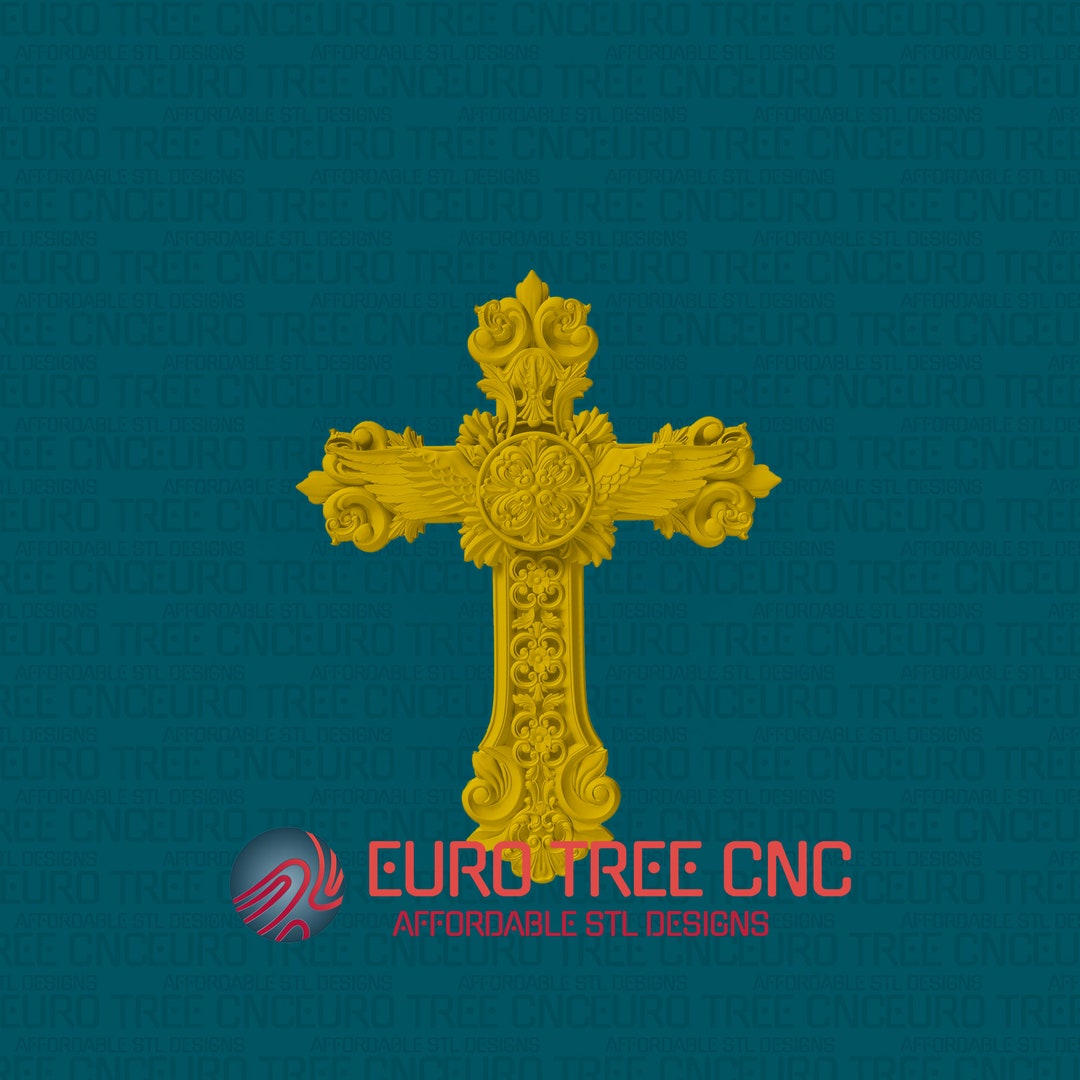 Beautiful Cross With Feathers 3D STL Model, CNC Router Engraver, Artcam ...