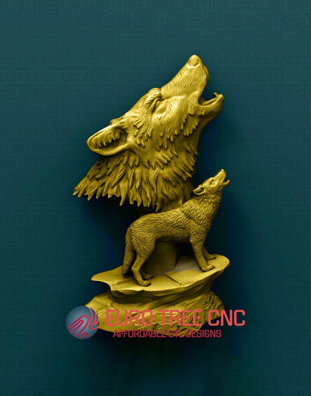 Howling Wolves 3D STL Model: CNC Router Files for Wood Art - Etsy