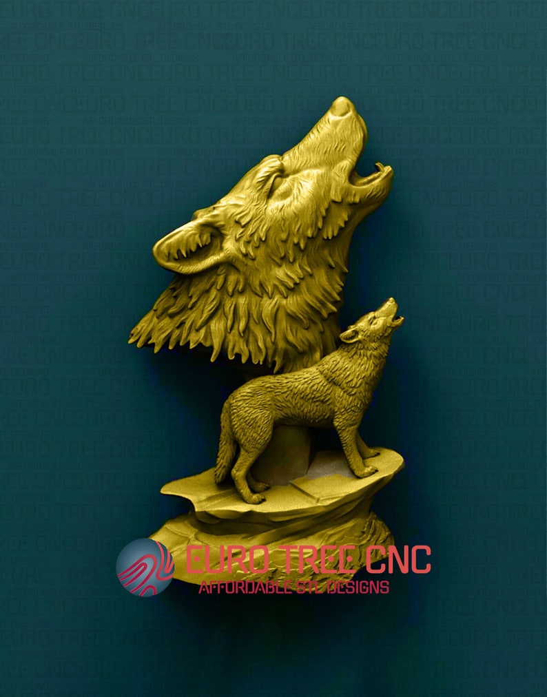 Howling Wolves 3D STL Model: CNC Router Files for Wood Art - Etsy