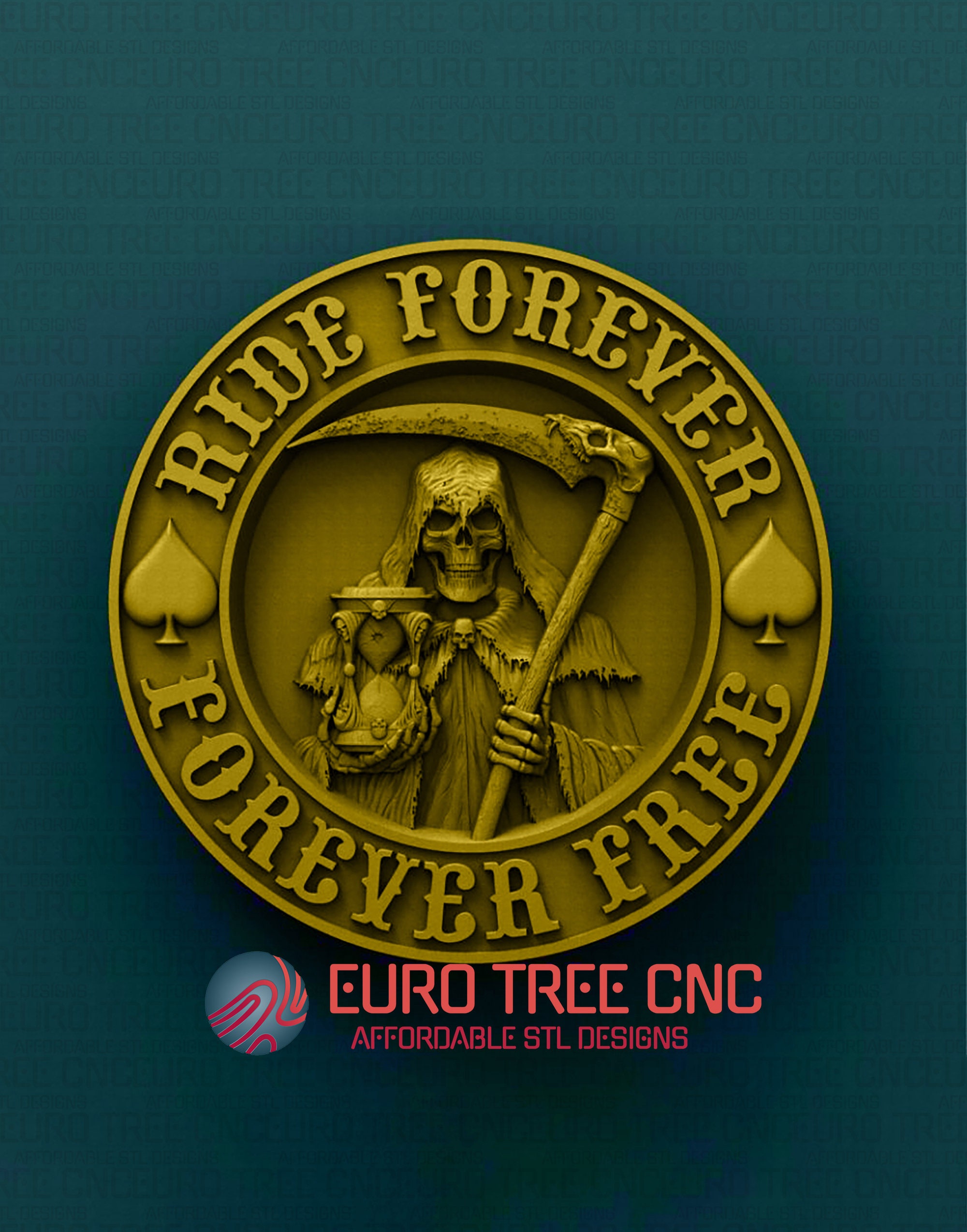 Grim Reaper Biker Ride Forever 3D STL Model for CNC Router (digital ...