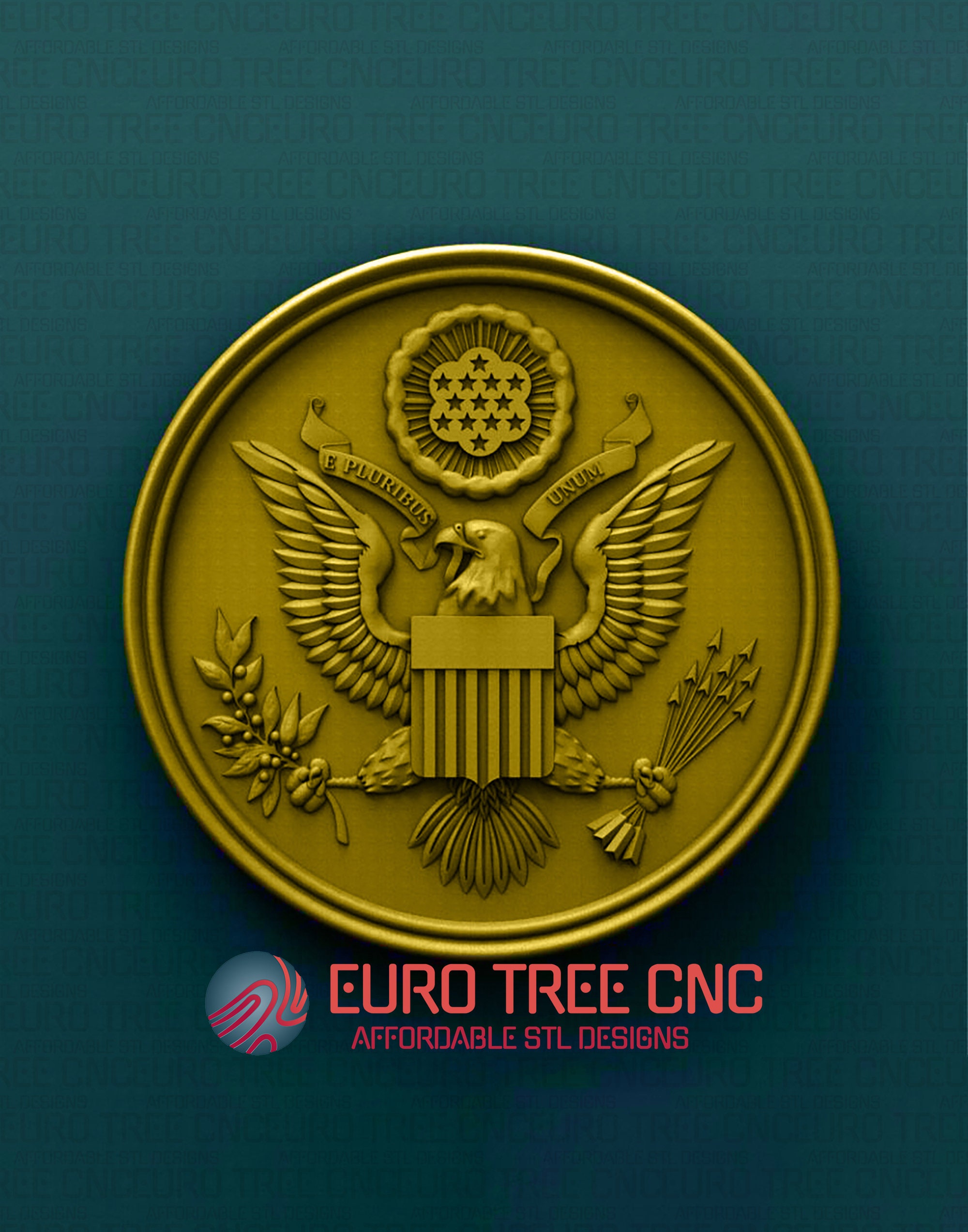 USA Great Seal Emblem 3d Stl Model, CNC Router Engraver, Artcam, Aspire ...