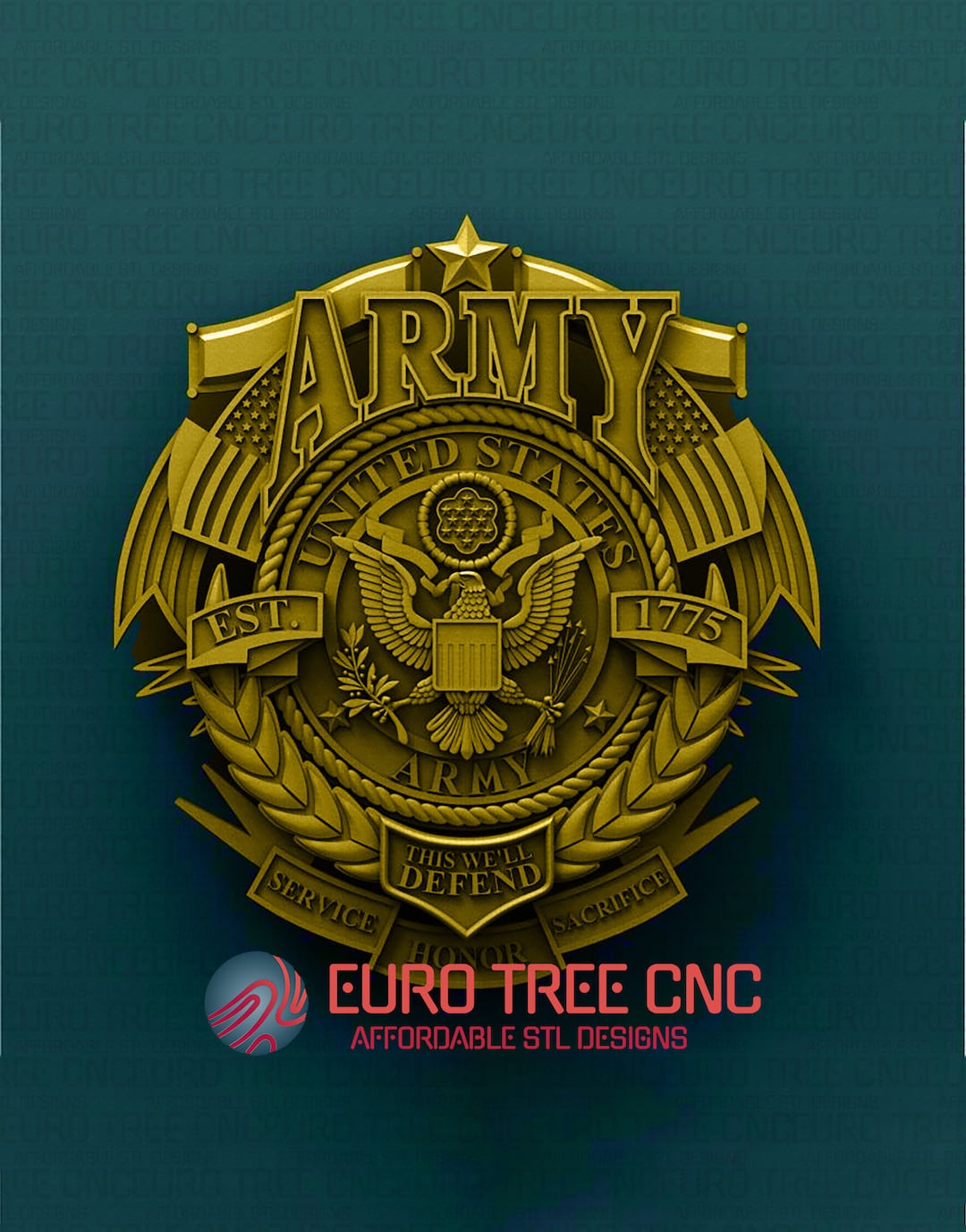 US Army 3D STL Model: CNC Router Files for Wood Art (digital Download ...