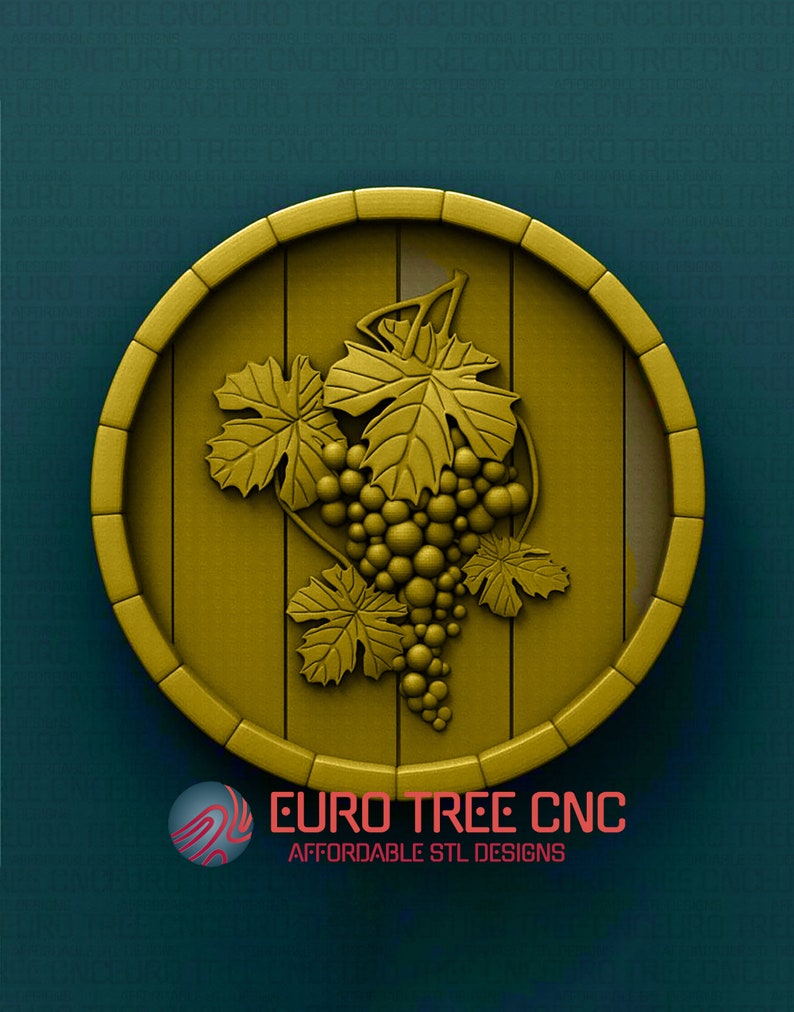 Wine Barrel With Grape Vines 3D STL Model, CNC Router Engraver, Artcam ...