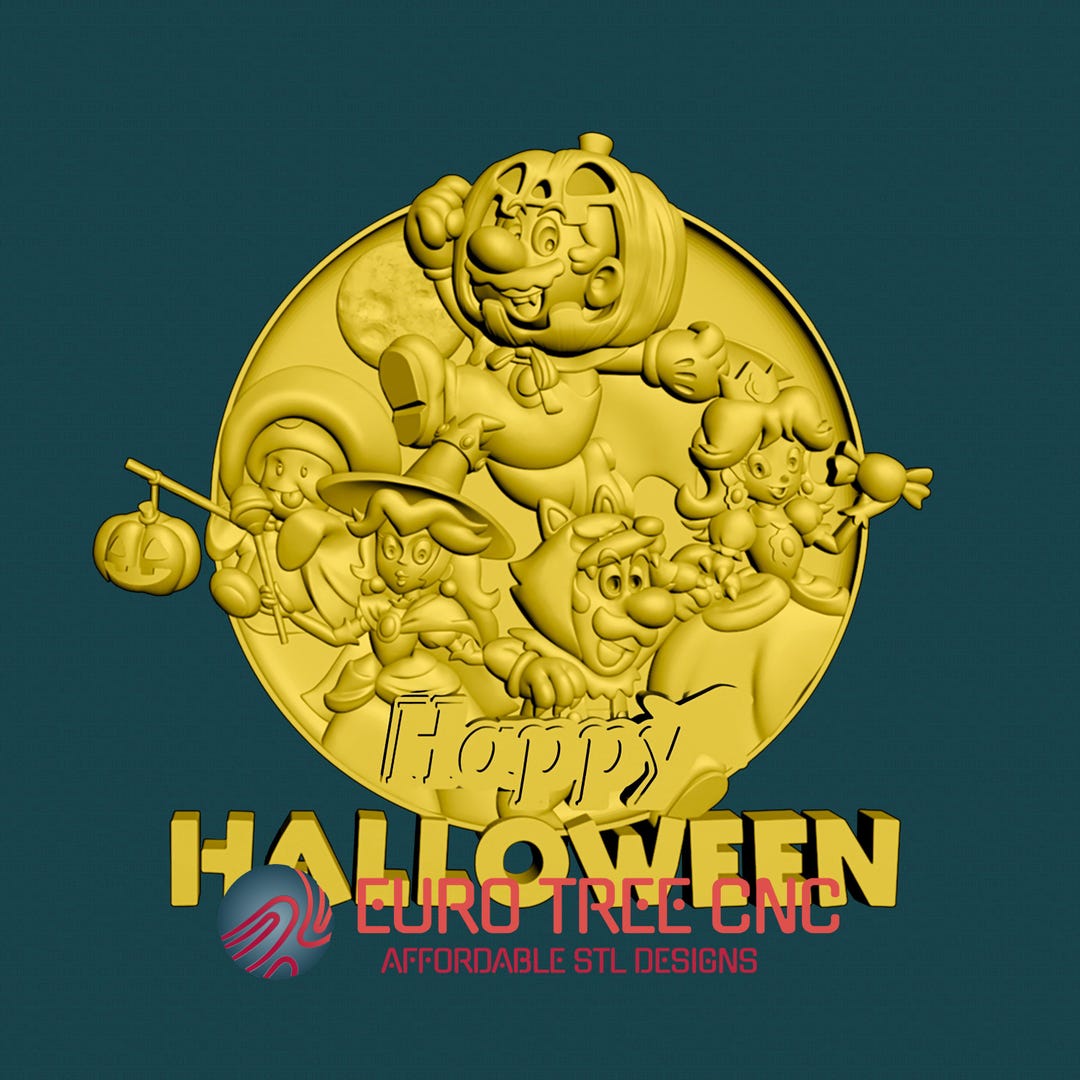 Halloween Mario Game 3D STL Model, CNC Router Engraver, Artcam, Aspire ...