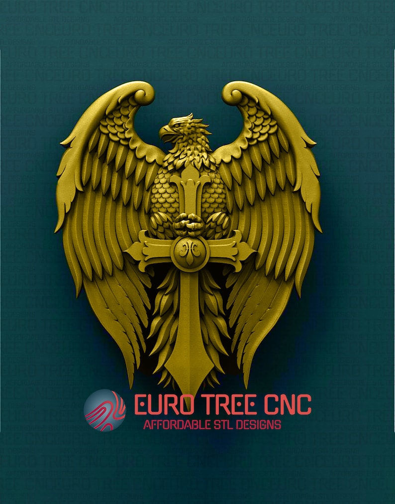 Eagle and Cross 3D STL Model: CNC Router File for Wood Art - Etsy