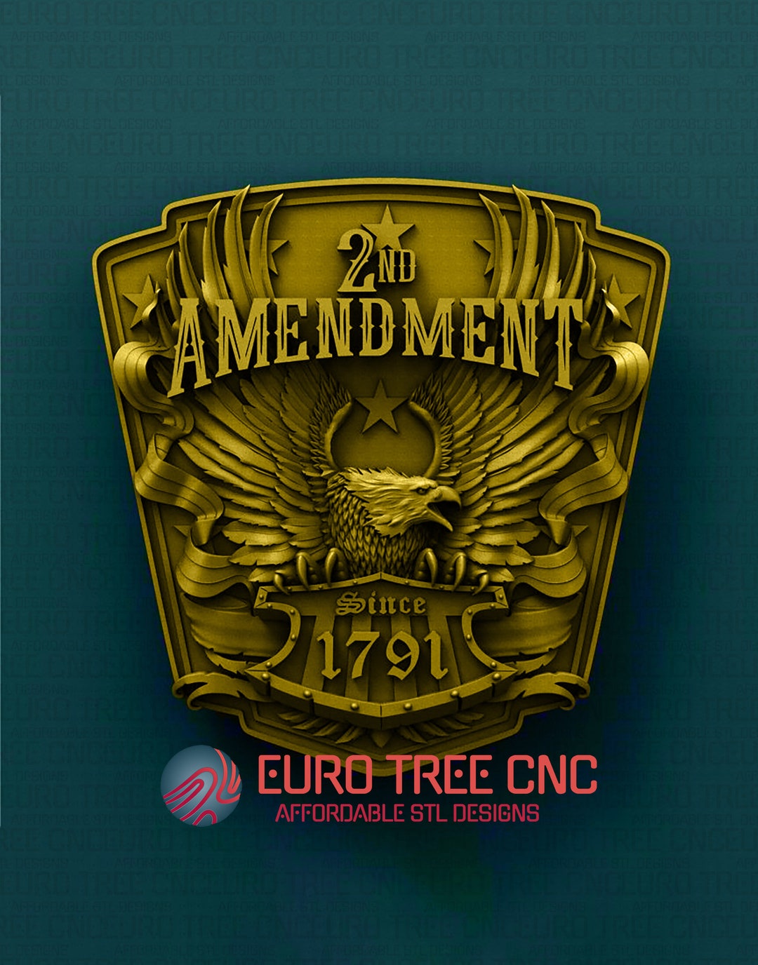 2nd Amendment Eagle Shield 3D STL Model: CNC Router File - Etsy