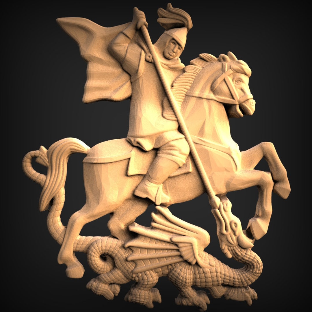 Saint George and the Dragon 3D STL Model, CNC Router Engraver, Artcam ...