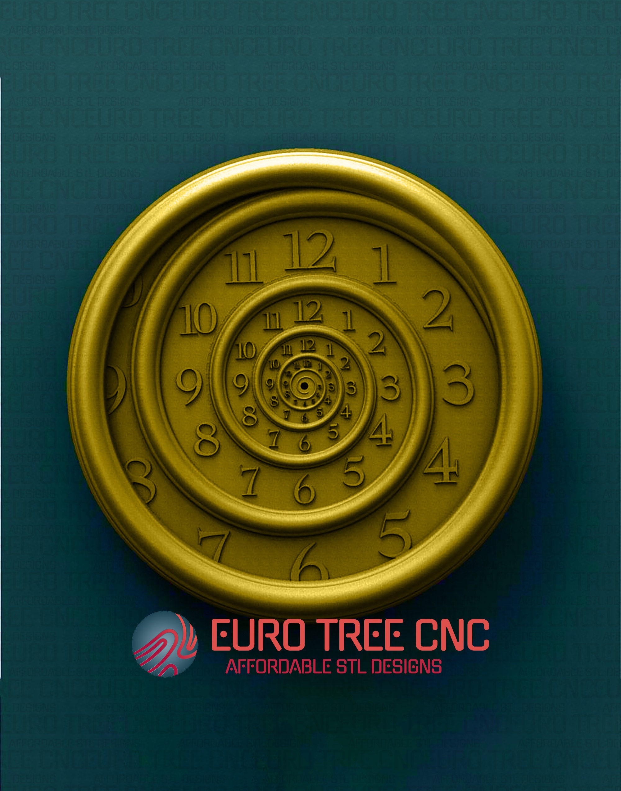 Spiral Illusion Wall Clock 3D STL Model, CNC Router Engraver, Artcam ...