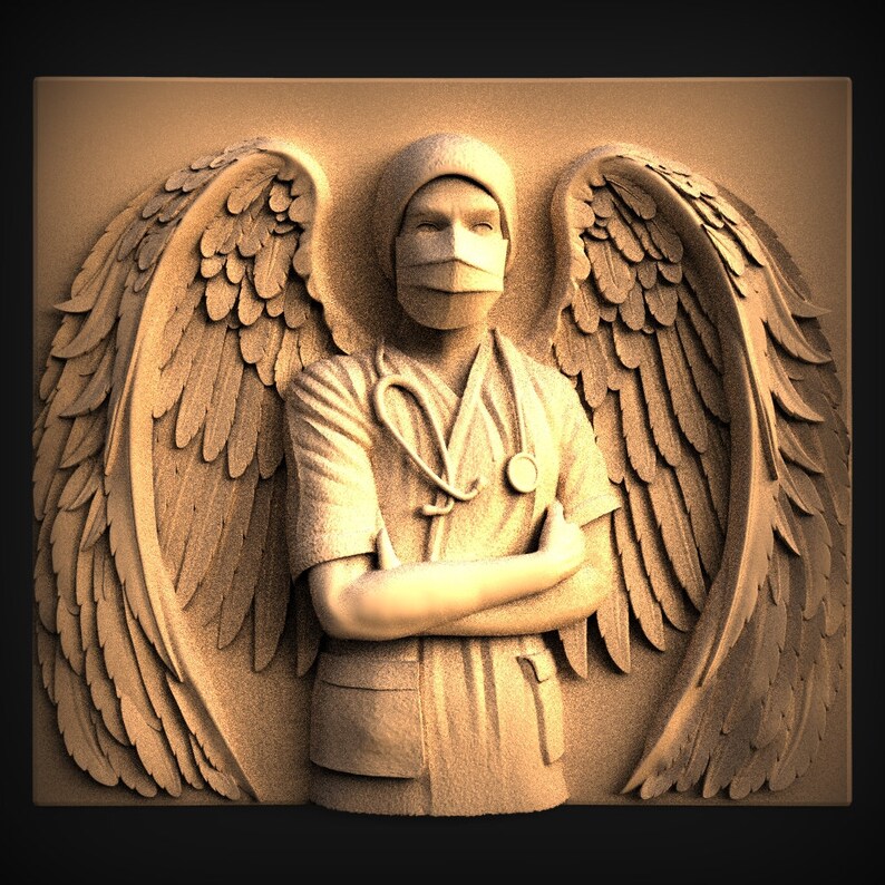 Doctor Nurse Angel Covid 3D STL Model CNC Router Engraver - Etsy