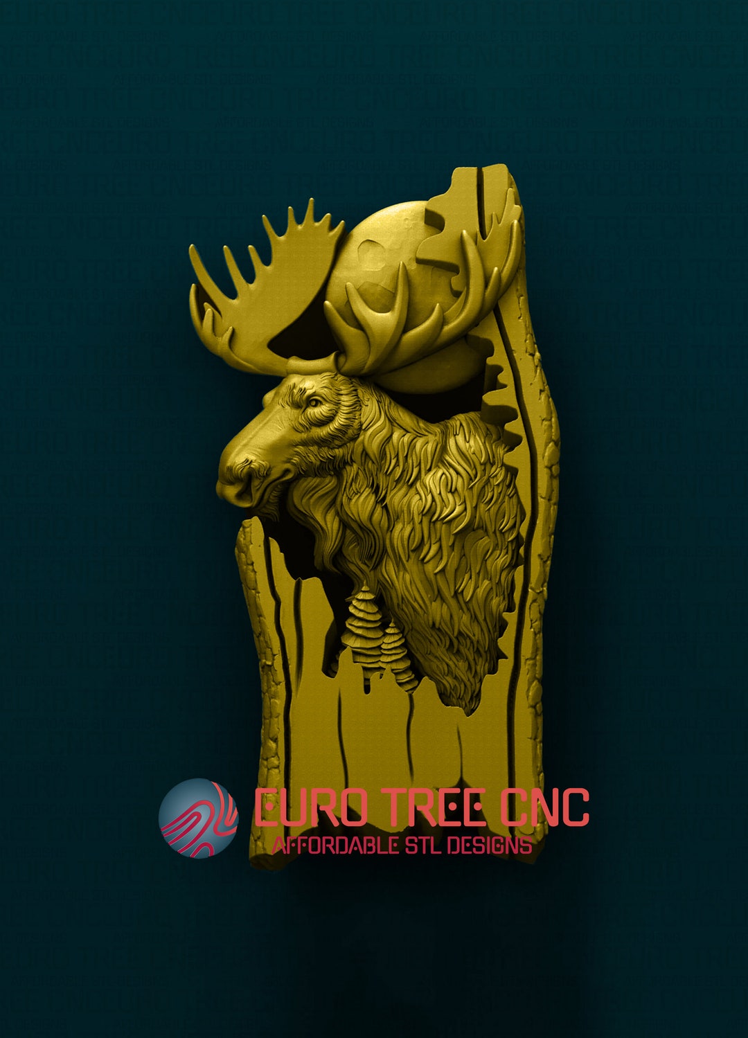 Elk Mural Plaquette 3D STL Model, CNC Router Engraver, Artcam, Aspire ...