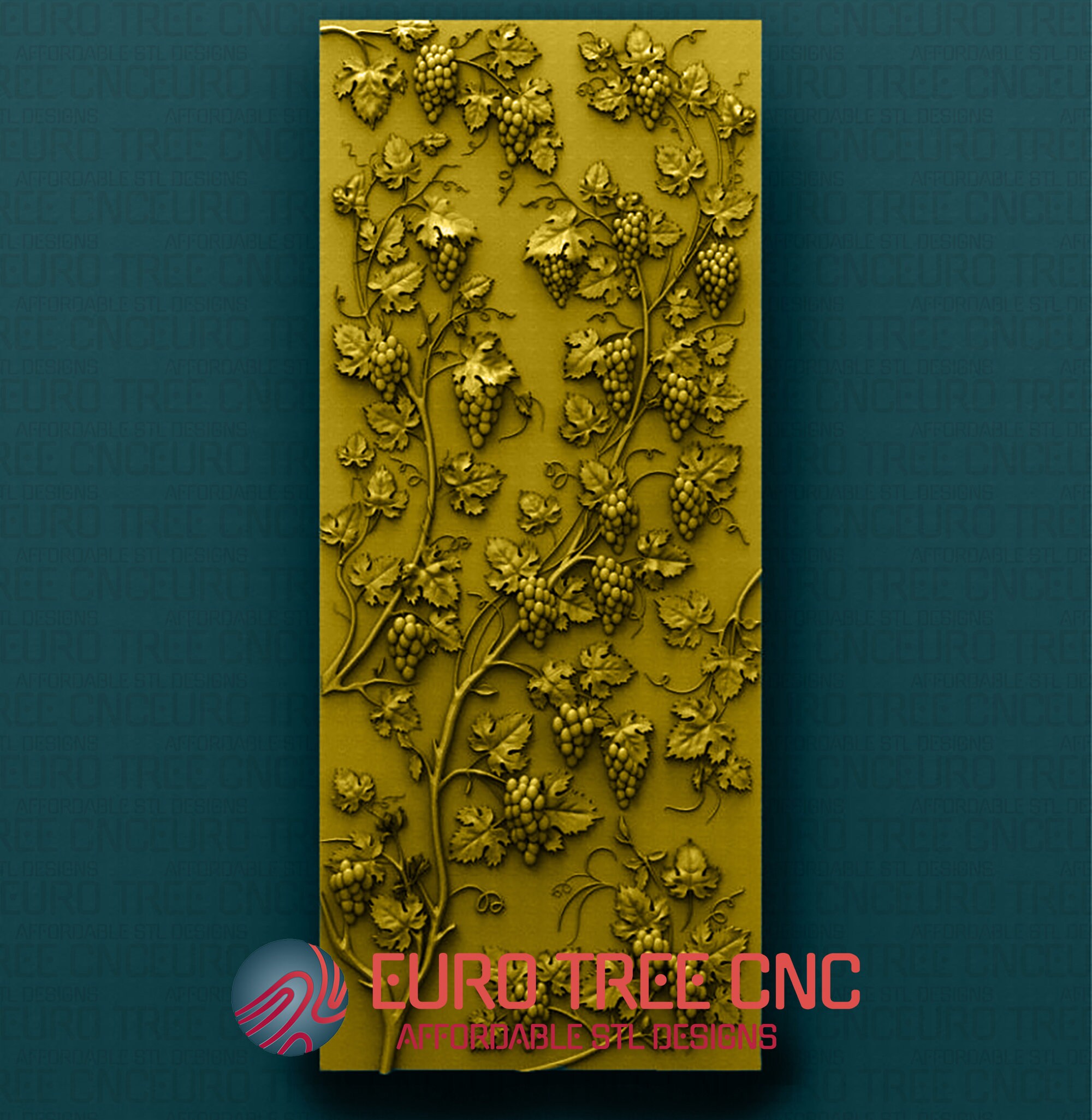 Grapes and Vines Mural Panel 3D STL Model for CNC Router - Etsy