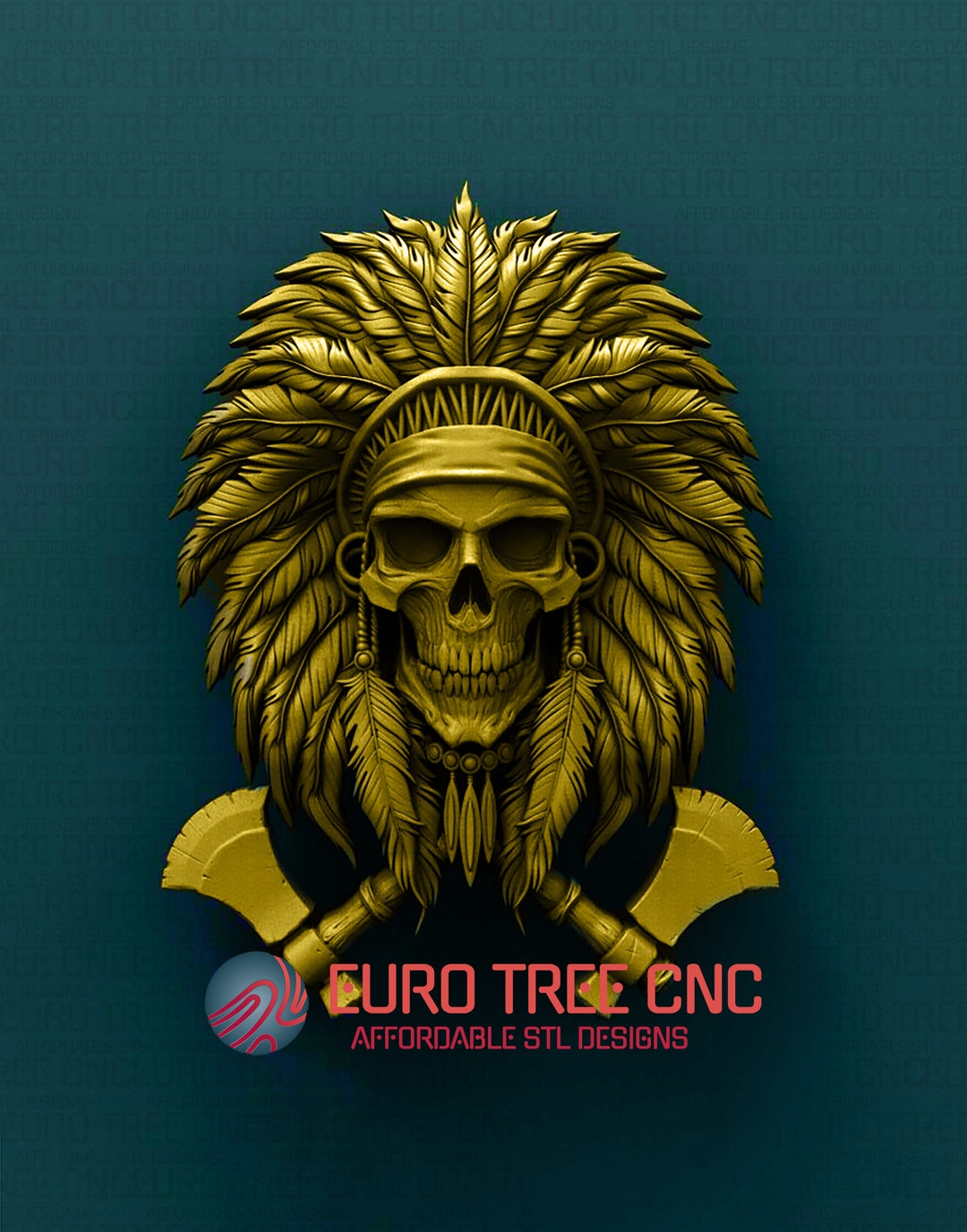 Native American Shaman Skull Indian 3D STL Model, CNC Router Engraver ...