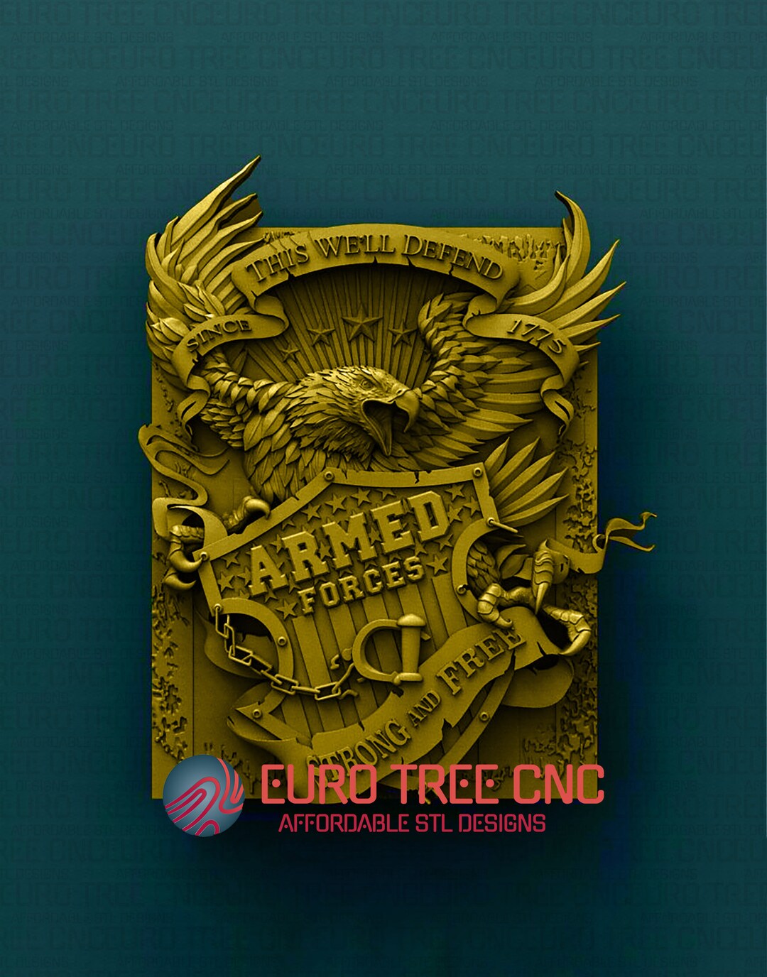 US Armed Forces Sign 3D STL Model, Cnc Router Engraver, Artcam, Aspire ...